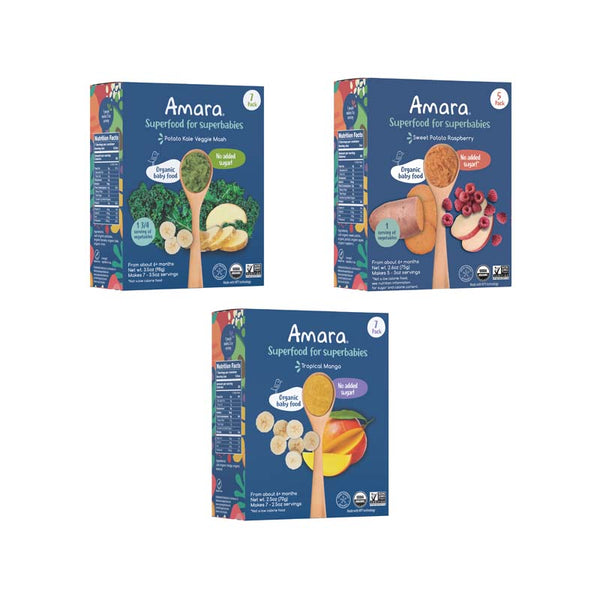 Amara Baby Food Powders / Introduction to Solids Variety Pack - Amara ...