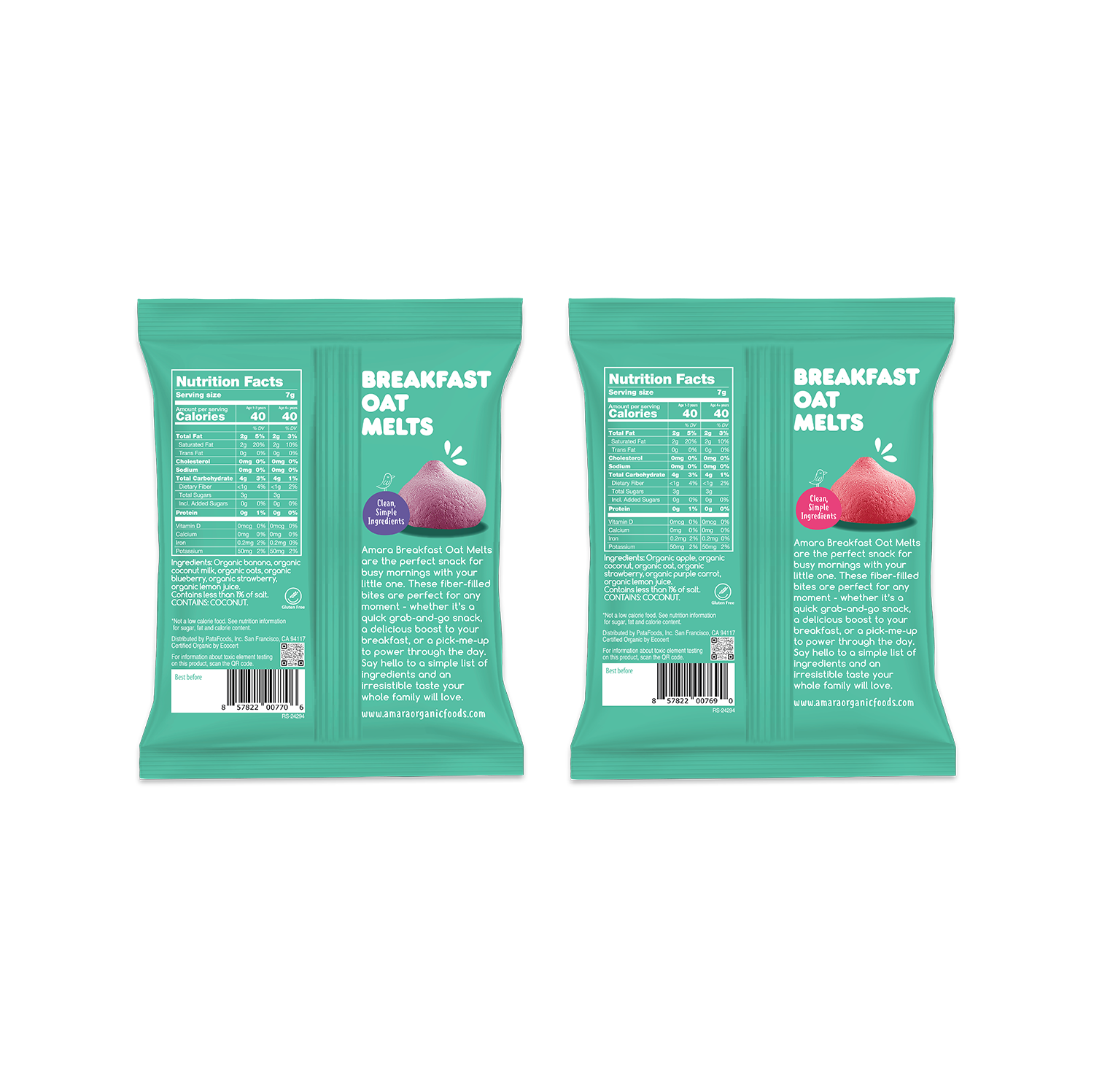 Breakfast Oat Melts, 24 pack - Amara Organic Foods